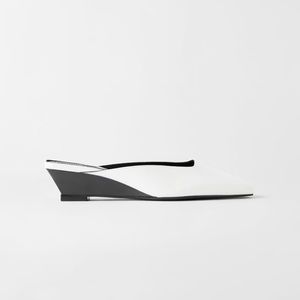 Zara | Shoes | Zara White Mini Wedge Mules | Poshmark